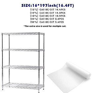 AMZABBY Wire Shelf Liner 16x197'' Clear Shelf Liner Kitchen,Cabinets,Drawer Liner, Cupboard, Under Sink, Pantry,Non-Adhesive Liner,Stain-Proof Shelf,1.2mm Thicken/Waterproof/Anti-Slip Liners