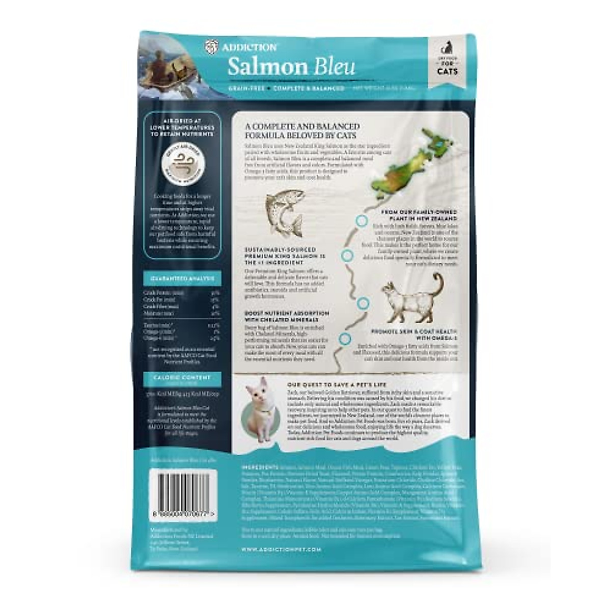 Addiction Salmon Bleu - Dry Cat Food - Complete and Balanced Diet - Skin and Coat Health Dog Formula - Features Premium King Salmon - 4 pounds