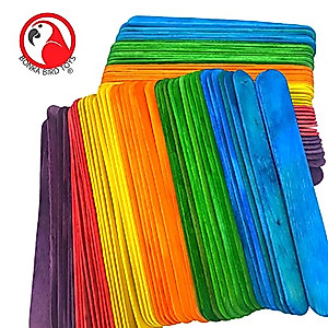 Bonka Bird Toys 3845 Pk100 Big Colored Wooden Chewy Sticks Foot Talon Craft Part Bird Toys Also Ideal for Model, Kids Handicraft, and Creating Craft Projects
