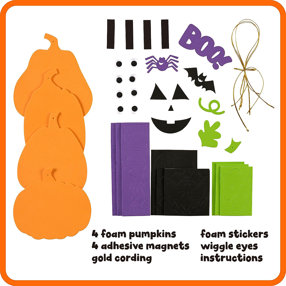 Ready 2 Learn Create Your Own Halloween Pumpkins | Set of 4 | Halloween Crafts for Kids Ages 4-8 | DIY Party Favors, Ornaments, Magnets and Decor