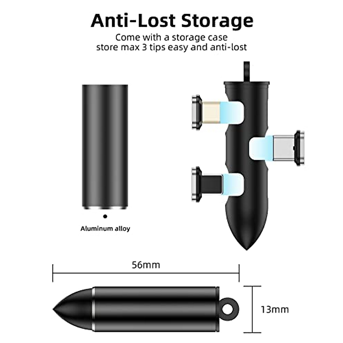 YKZ 60W USB C Magnetic Charging Cable 2Pack with Extra Magnetic Type C/MicroUSB and i-Product Tips