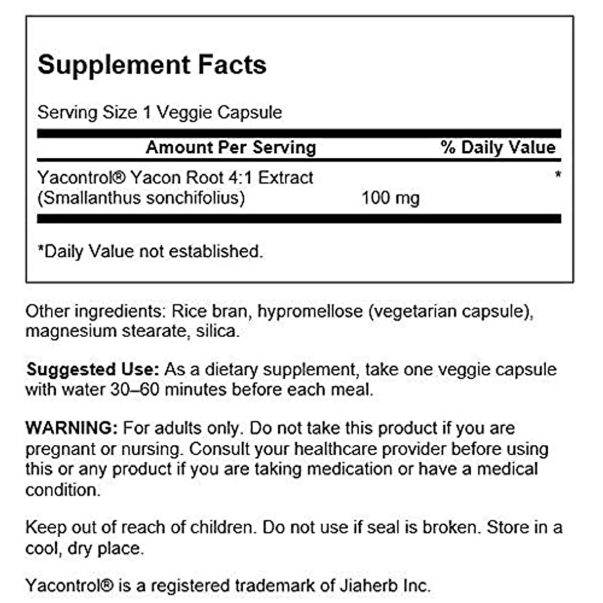 Swanson Yacontrol Yacon Root Extract 4:1 100 Milligrams 90 Veg Capsules (4 Pack)