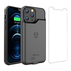 Alpatronix Battery Case for iPhone 14 Pro and iPhone 14 (6.1 inch), Strong Slim Portable Protective Extended Charging Cover Compatible with Wireless Charging, Apple Pay, CarPlay (BX14Pro) – Black