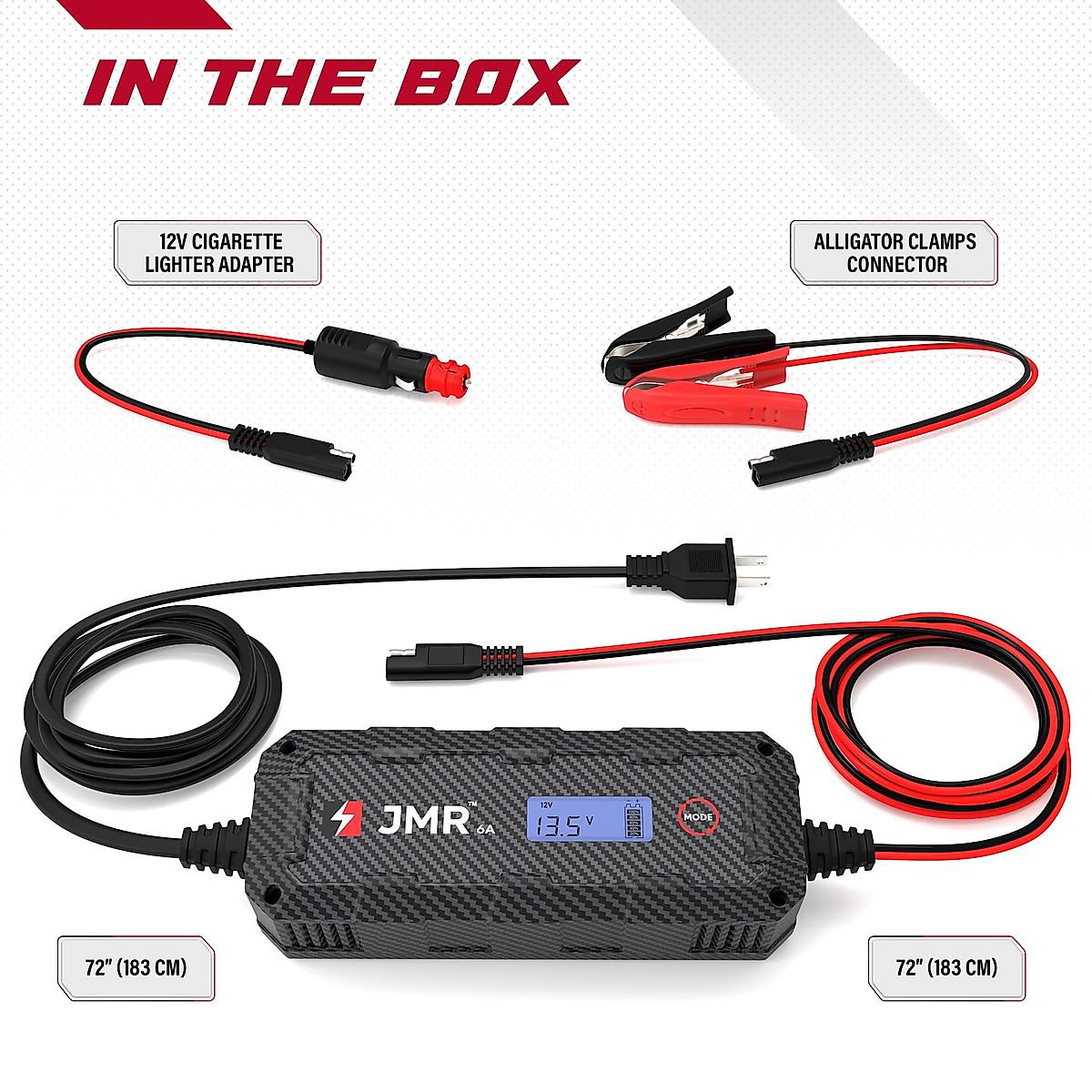 JMR Battery Charger for Porsche 911 Panamera Cayenne Macan Cayman 718 Boxter All Models Trickle Charger Conditioner Maintainer (No Lithium Mode)