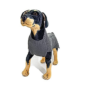Ganfanren Dogs Sweater Knitted Winter Pullover Pet Coat Clothes (Grey Braided, Small)