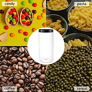 BPFY 6 Pack 50 oz Clear Plastic Jars with Black Lids, Chalk Labels, Pen, Plastic Food Storage Jars, Wide Mouth Kitchen Canisters for Dry Goods, Nuts, Cookie