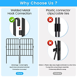 Getlay Decorative Garden Fence 24 pack, 24Ft (L) X 24In (H) Black Square Rustproof Metal Fence, Animal Barrier fence for Small dog, Outdoor Flower Bed Landscape Decor for Yard