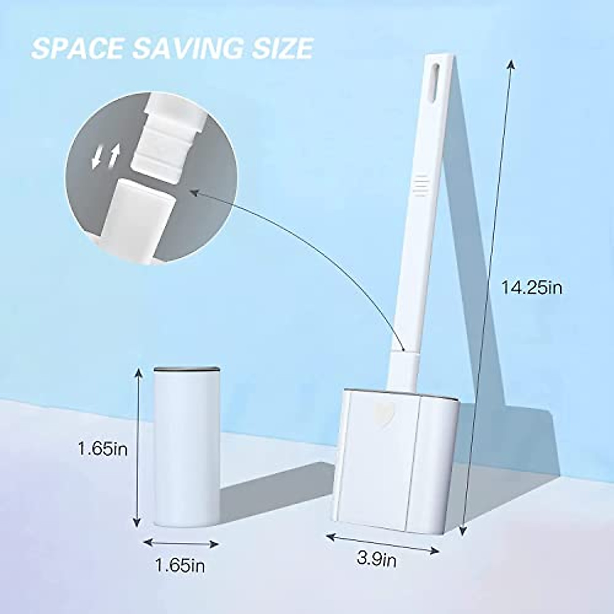 Canvint 1 Pack White Non-slip Long Handle Toilet Brush, Silicone