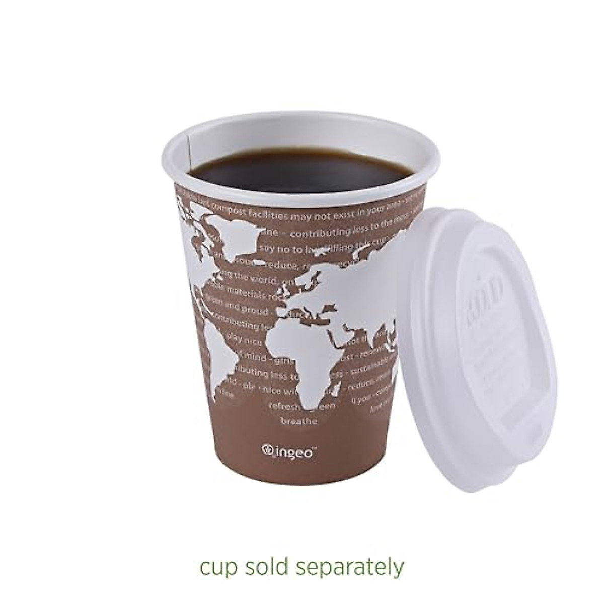 Eco-Products Compostable Coffee Cup Lids, Case of 800, White EcoLid, Fits 8oz Hot Cups, Made from PLA Plastic, A Renewable Material Made from Plants, ASTM, BPI-Certified