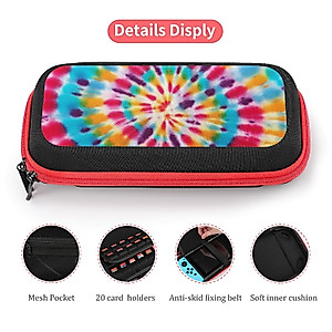 AoHanan Switch Carrying Case Blur Fabric Tie-dye Switch Game Case with 20 Games Cartridges Hard Shell Travel Protection Storage Case for Console & Accessories