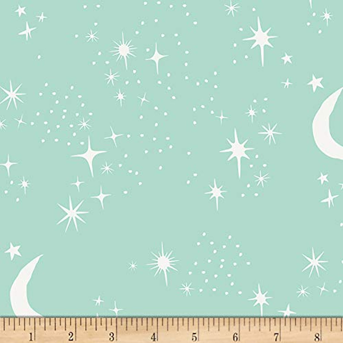 Art Gallery Fabrics Art Gallery Stargazer Twinkly Phases Fabric, Light Turquoise