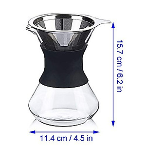 Pour Over Coffee Maker with Dripper Filter 34 Ounce/ 1000ml Glass Coffee Brewer
