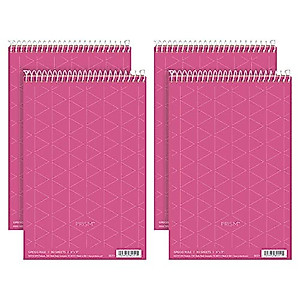 TOPS Prism Steno Books, 6" x 9", Gregg Rule, Pink Paper, Perforated, 80 Sheets, 4 Pack (80254)