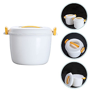Microwave Cooker Microwave Rice Cooker Rice Steamer: Round Microwave Food Container Microwaveable Rice Pasta Cooker Includes Spoons Microwave Rice Steamers for Rice Chicken Pasta 2L Soup (Color : Yel