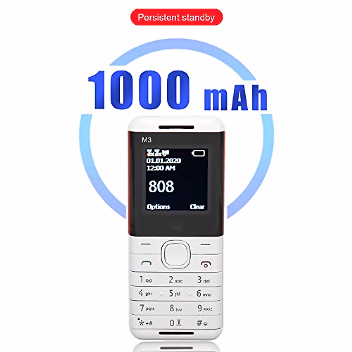 Unlocked Cell Phone for Seniors, 1000mAh Dual SIM Mobile Phone Big Button Cell Phone with Charging Cable and Lanyard, Mini Phone for Elderly Kids