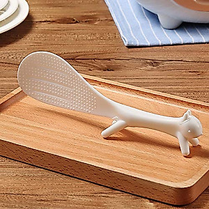3 Piece Non-stick Rice Spoon Fashion Rice Cooker Dishes Filled Scoop Shovel Creative Household Kitchen Tools,Lovely Squirrel Shape Standing Spoon (Gray，White，Orange)
