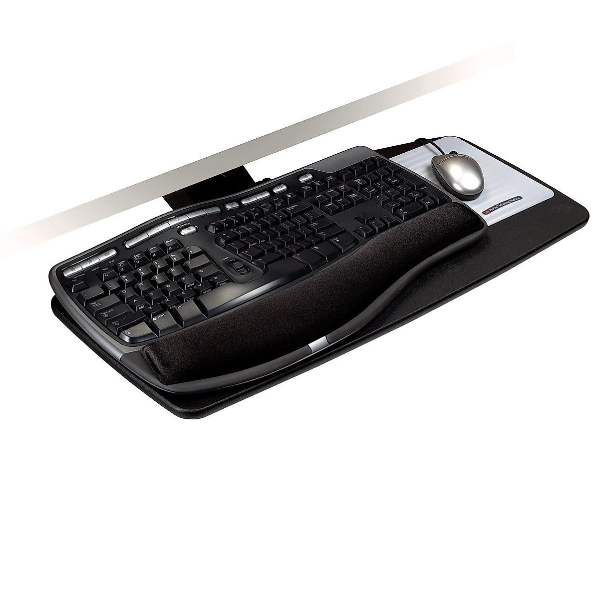 3M Keyboard Tray, Just Lift To Adjust Height And Tilt, Sturdy Tray Includes Gel Wrist Rest And Precise Mouse Pad, Swivels Side To Side And Stores Under Desk, 23" Track, Black (AKT90LE)