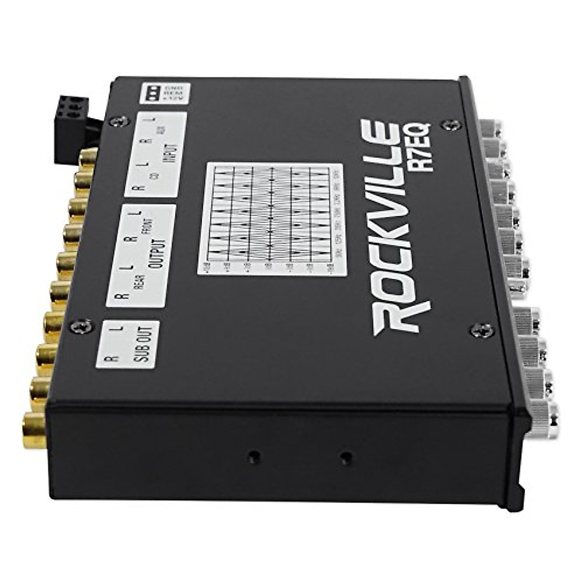 Rockville R7EQ 1/2 Din 7 Band Car Audio Equalizer EQ w/Front, Rear + Sub Output