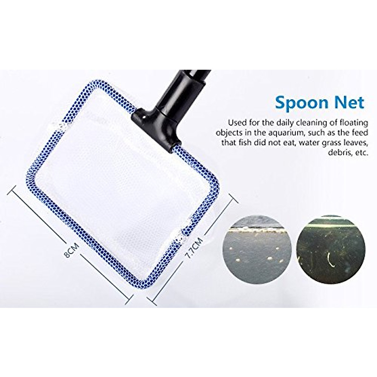 AquaticHI 5 in 1 Aquarium/Fish Tank Cleaning Kit/Tool, Algae Scraper, Fish Net, Sponge, Plant Fork, Gravel Rake, Length 19 inches (Non-Extendable)