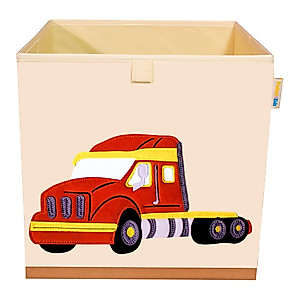 Product 4 Kids - Washable Toy Organizers and Storage, Canvas Toy Chest Organizer Foldable Kids Toy Storage Organizers for Child's Bedroom or Playroom -13x13x13 Inch (Truck)