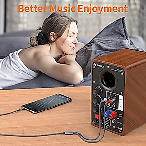 3.5mm to RCA Cable, (6.6ft/2M) RCA Male to Aux Audio Adapter HiFi Sound Headphone Jack Adapter Metal Shell RCA Y Splitter RCA Auxiliary Cord 1/8 to RCA Connector for Phone Speaker MP3 Tablet HDTV