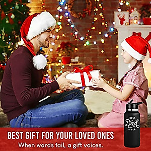 OTTIO Best Dad Ever Water Bottle, Gifts for from Daughter - 32oz Insulated Bottle Men, Tumbler Christmas Son, Father Day Gift & Birthday New Dad, Black
