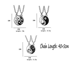 Sun Moon Necklace for Women Men Matching Tai Chi Yin Yang Necklace Best Friends BFF Necklace for 2 Teen Friendship Necklace Jewelry
