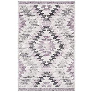 SAFAVIEH Adirondack Collection Area Rug - 6' x 9', Plum & Ivory, Rustic Boho Design, Non-Shedding & Easy Care, Ideal for High Traffic Areas in Living Room, Bedroom (ADR218U)