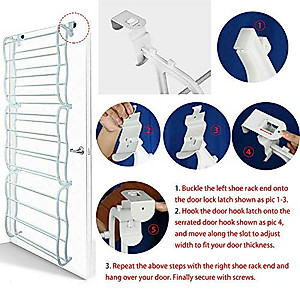 TREE.NB Hanging Shoe Rack - Over Door - 36 Pair - Storage Organizer, White