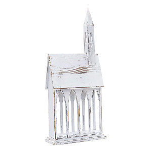 GALLERIE II 24" Rustic White Church Christmas Card Distressed Wood Mail Holder Xmas Festive Winter Holidays Table Tabletop Seasons Greetings Family Spiritual Wooden Home Decor Decoration Cream