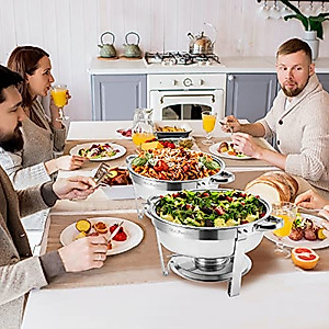BriSunshine 4 Packs 5QT Chafing Dish Buffet Set,Stainless Steel Buffet Servers and Warmers,Round Chafer Food Warmer with Lid & Holder for Parties Catering