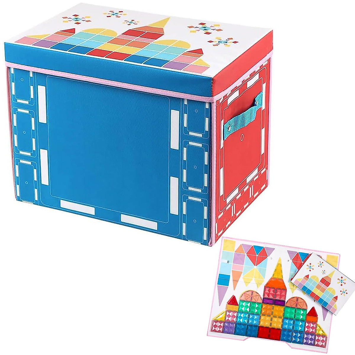 Vibrant Learning Toys Magnetic Tile Storage Bin & Interactive Play-Mat