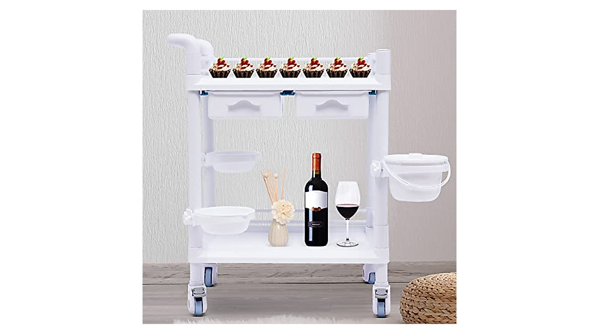 Rolling Utility Cart, 3-Tier Heavy Duty Cosmetology Cart with 360 ...