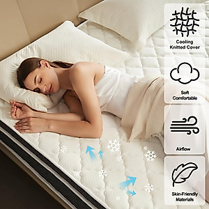 Ablyea King Mattress 12 Inch Hybrid Mattress King - Memory Foam & Individually Pocket Coils Springs | Pressure Relief | Motion Isolation, Edge Support | CertiPUR-US Certified | Medium Firm