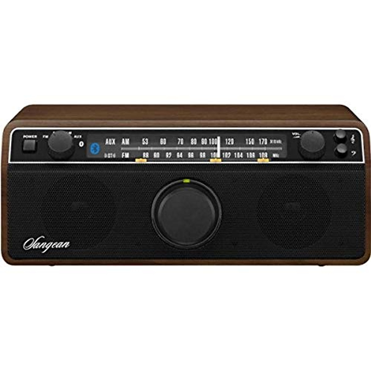 Sangean WR-12BT AM/FM/Bluetooth/AUX-In Stereo Analog Wooden Cabinet Radio (Dark Walnut)