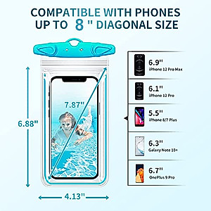 Universal Waterproof Phone Pouch, 4 Pack Waterproof Phone Case Dry Bag with Neck Strap Luminous Ornament for Water Games Protect iPhone 14 13 12 11 SE Pro Max Plus Galaxy S22 S21 Google Note up to 8"