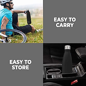 The Better Home 1000 Stainless Steel Insulated Water Bottle 1 Litre | Thermos Flask 1 Litre+ | Food Grade & BPA Free, Hot and Cold Steel for Kids (Black)