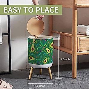 LGCZNWDFHTZ Small Trash Can with Lid for Bathroom Kitchen Office Diaper Combination Avocado Decorative Flowers Bedroom Garbage Trash Bin Dog Proof Waste Basket Cute Decorative