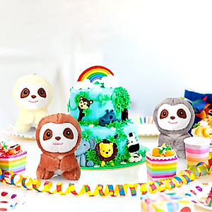 9 Pcs Mini Sloth Stuffed Animal Sloth Birthday Party Supplies Small Baby Shower Sloth Gifts Soft Huggable Adorable Jungle Animal Plush Toys Set for Party Favors Award 4 Inches (Brown, Gray, Beige)