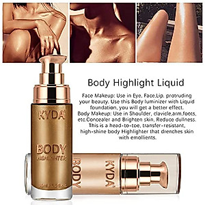 KYDA Body Luminizer, Waterproof Moisturizing and Glow For Face & Body, Radiance All In One Makeup, Face Body Glow Illuminator, Body Highlighter 1fl.oz.-103 Glistening Bronze
