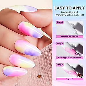 Makartt Clear Blooming Gel 15ml UV LED Soak Off Nail Art Polish for Spreading Effect Marble Nail Polish Gel Paint Nail Designs for DIY Spring Summer Color Flower Watercolor Magic Beauty Gift