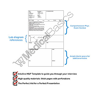 H&P Notebook - Medical History and Physical Notebook, 100 Medical templates with Perforations