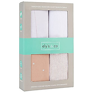 Ely's & Co. Adjustable Swaddles for Newborn, Baby Swaddles 0-3 Months, Velcro Swaddle Sack for Baby Girl, 100% Cotton, 2 Pack (Pink Tulip)