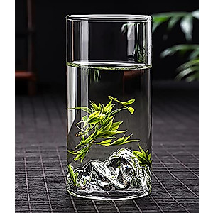 SFXFJ Juice Glasses, 6(5&1) Packs Crystal Mountain Old Fashioned Glasses, Borosilicate Glass Tea Cups, Bourbon Glasses for Men and Women(350ML/12OZ)