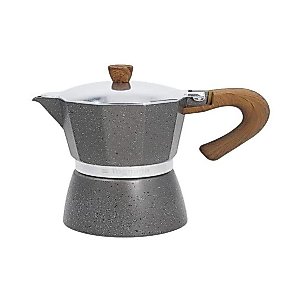 Tognana Stovetop Coffee/Espresso Maker Moka Pot, Stone & Wood, 6-Cup, Gray, (V443006MGRW)