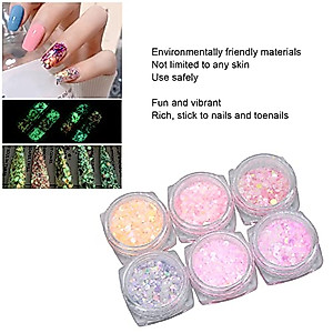 6Pcs Nail Glitter Powder Set, Luminous Decorative Sequins Art Enhancements Nail Art Accessories for DIY Manicure
