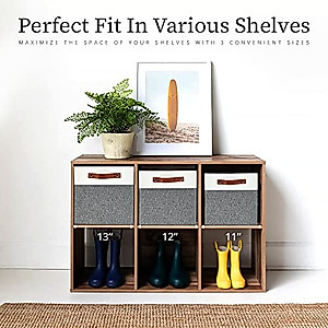 DECOMOMO 13 inch Cube Storage Bins 13 X 13 Storage Cubes, Fabric Cube Storage Bin for Clothes Toys Books Shelves Closet Bedroom Bathroom Nursery (Grey and White, 4pcs)