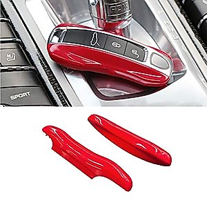 Jaronx 2PCS Glossy Red Key Fob Cover Compatible with Cayenne Panamera 2018-2023/911 Carrera 2020-2023 /Taycan 2020-2023, Remote Key Covers Painted Keyless Entry Key Protectors