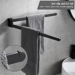 BGL Swivel Towel Rack Black Swivel Towel bar Movable Double Towel Rails Matt Rubber Black Bathroom Accessories