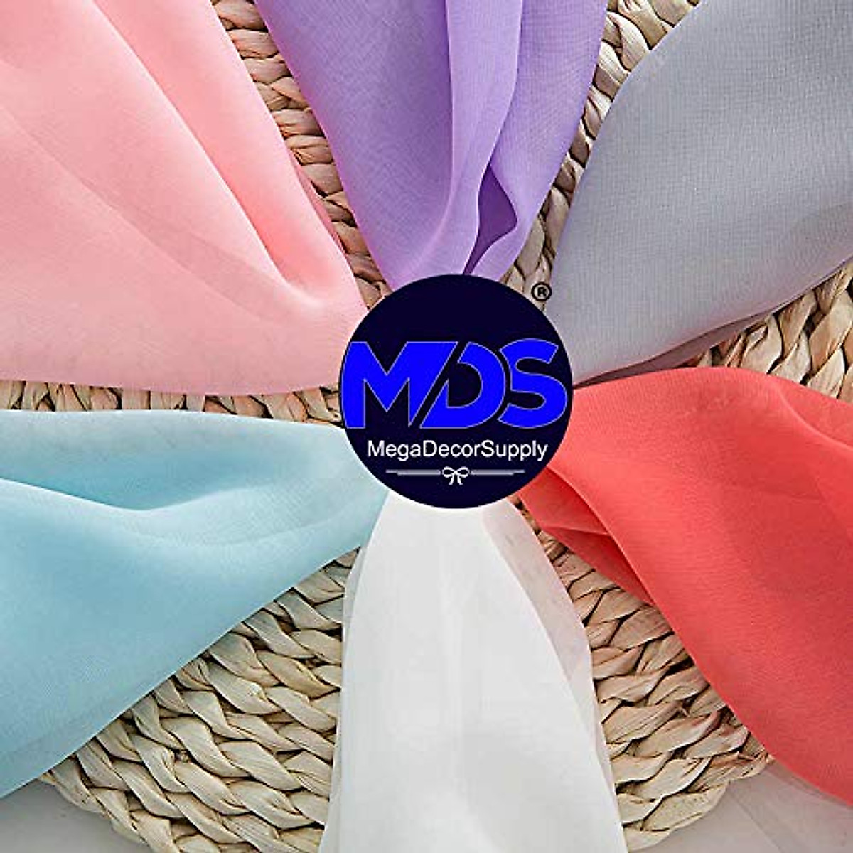 MDS Pack of 5 Yard Bridal Solid Chiffon Fabric for Merry Christmas Xmas New Year Party Home Decorations, Costume, Dress, DIY, Crafts, Silky Light Weight Drapery Fabrics 44" Width - Red